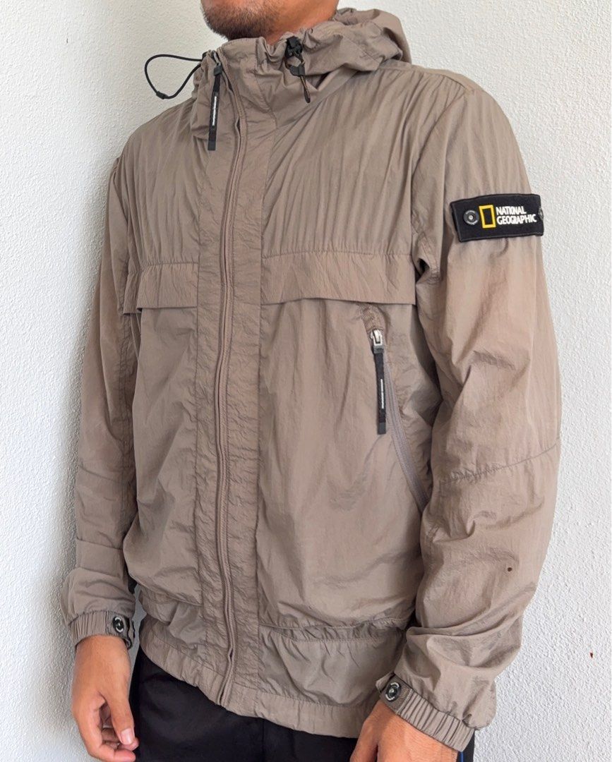 National Geographic Windbreaker Lightweight Utility Jacket Oak Beige ...