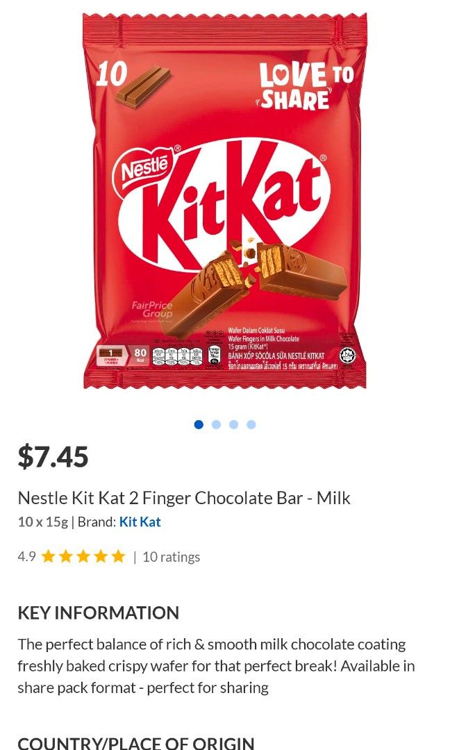 Nestle Kit Kat Milk Chocolate - 10 individually wrapped bars in a bag ...