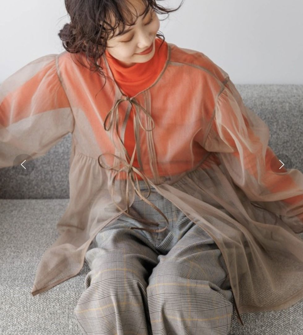 日牌 niko and... 2way 透膚網紗上衣, 她的時尚, 上衣, 長袖上衣在旋轉拍賣