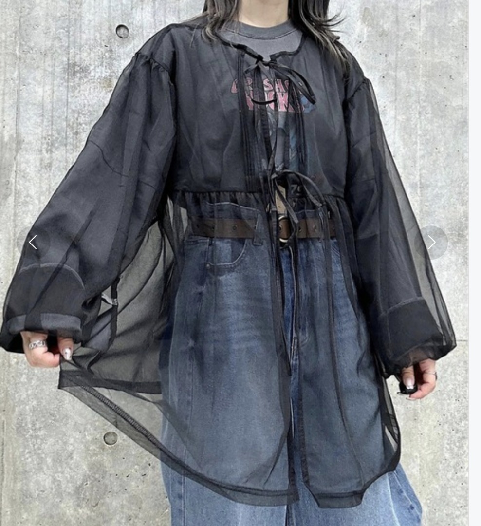 日牌 niko and... 2way 透膚網紗上衣, 她的時尚, 上衣, 長袖上衣在旋轉拍賣