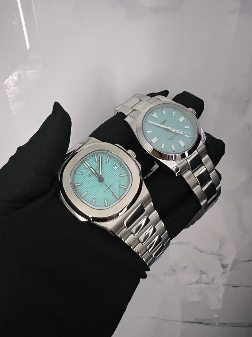 Seiko Mod couple Tiffany blue dials custom watches, Women's Fashion ...
