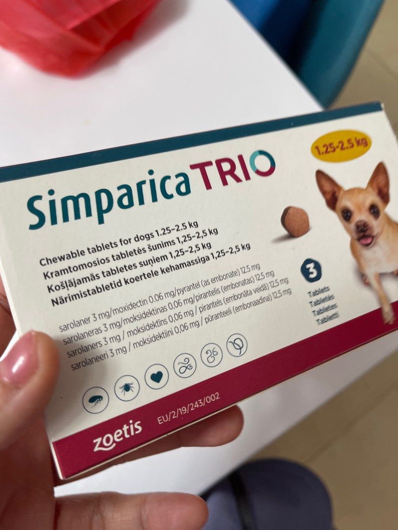 Simparica Trio Chewable Tablets for Dogs 1.25-2.5kg, Pet Supplies ...