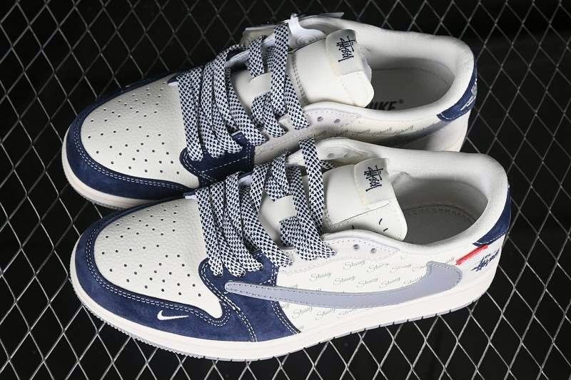 Travis Scott x Fragment Design x Air Jordan 1 Low OG SP AJ1 喬1 斯圖西聯名 灰藍 ...
