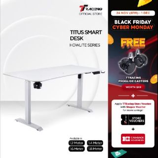 TTRacing Titus Smart Standing Desk - Black, Furniture & Home Living ...