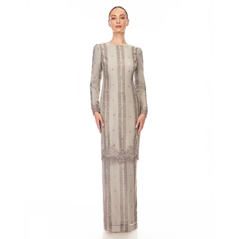 WANZAR Glam Raya Carmilla Baju Kurung Grey Kelabu Baju Raya Aidilfitri ...