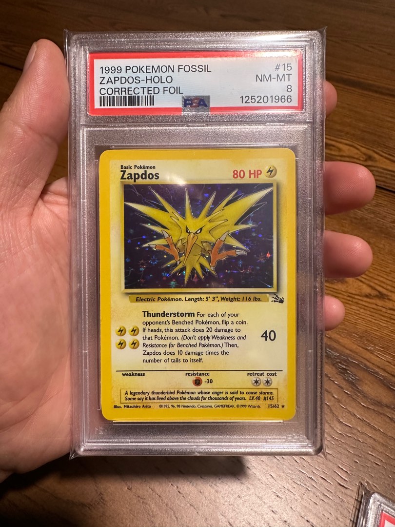 Zapdos Holo Fossil PSA 8, Hobbies & Toys, Toys & Games on Carousell