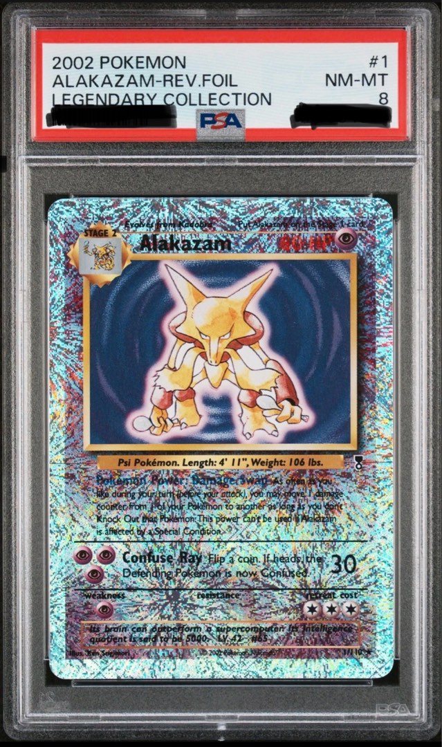 2002 POKEMON LEGEND COLL #1 ALAKAZAM-REVERSE FOIL PSA 8, Hobbies & Toys ...