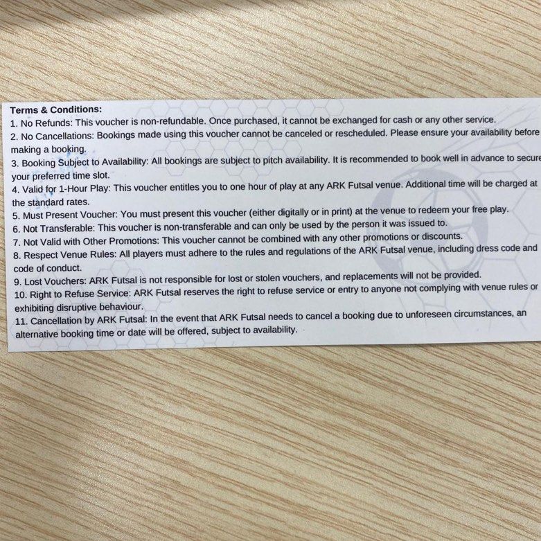 ARK Futsal 1-Hour Play Voucher, Tickets & Vouchers, Vouchers on Carousell
