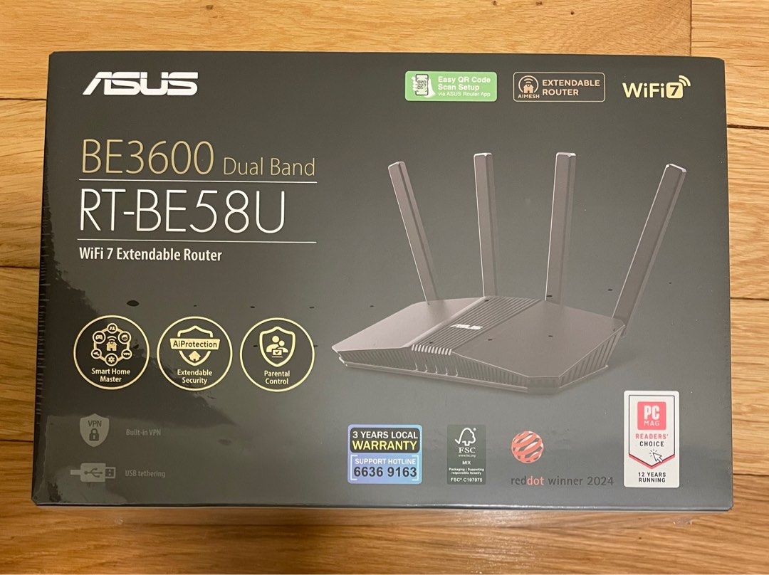 ASUS RT-BE58U Dual-band WiFi 7 (802.11be) Smart AiMesh Extendable ...