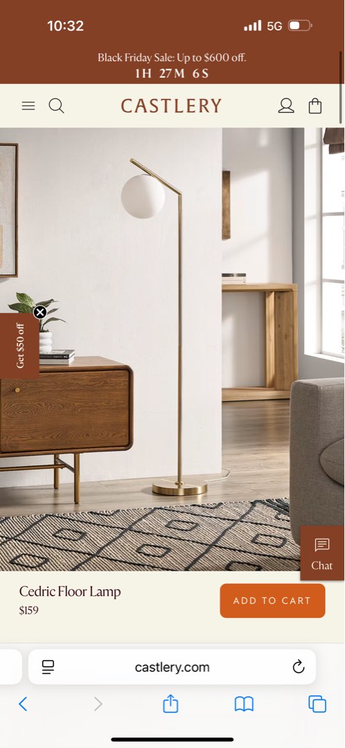 Castlery Cedric Floor Lamp - Ball lamp, Furniture & Home Living ...