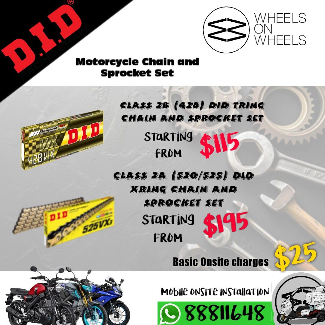 DID / RK / Regina Oring Chain Sprocket Class 2B 2A Onsite for ...