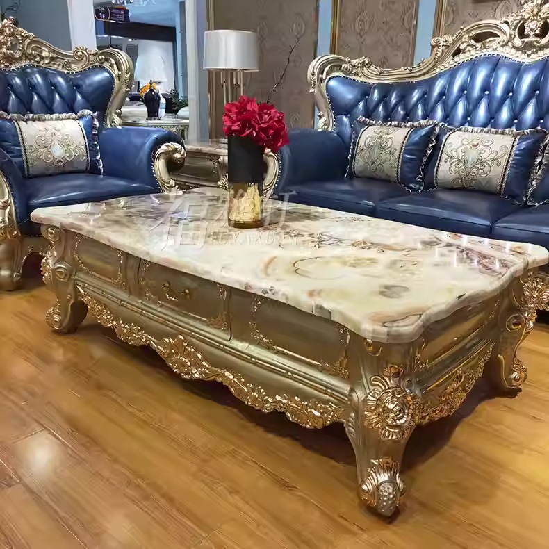 EVELYN I EUROPEAN STYLE COFFEE TABLE I SOLID WOOD I CRAVING I MARBLE ...
