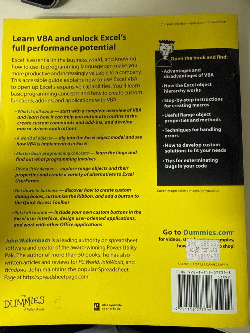 Excel VBA Programming for Dummies - 4th Edition, Hobbies & Toys, Books ...