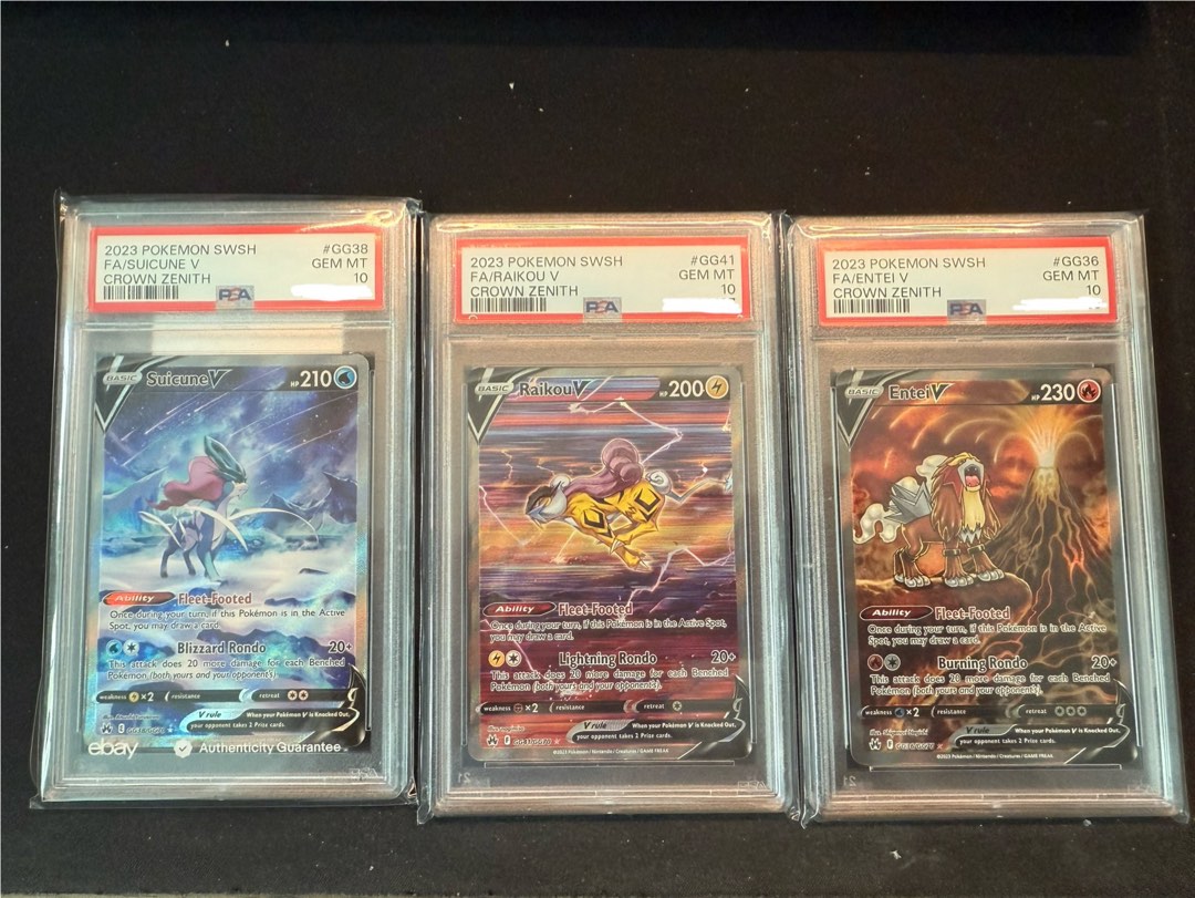 PSA 10 Pokemon SWSH Crown Zenith - Suicune V, Raikou V, Entei V ...