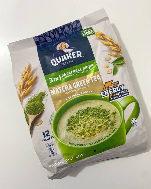Quaker 3-in-1 Oat Cereal Drink Matcha Green Tea (12 x 28g), Food ...