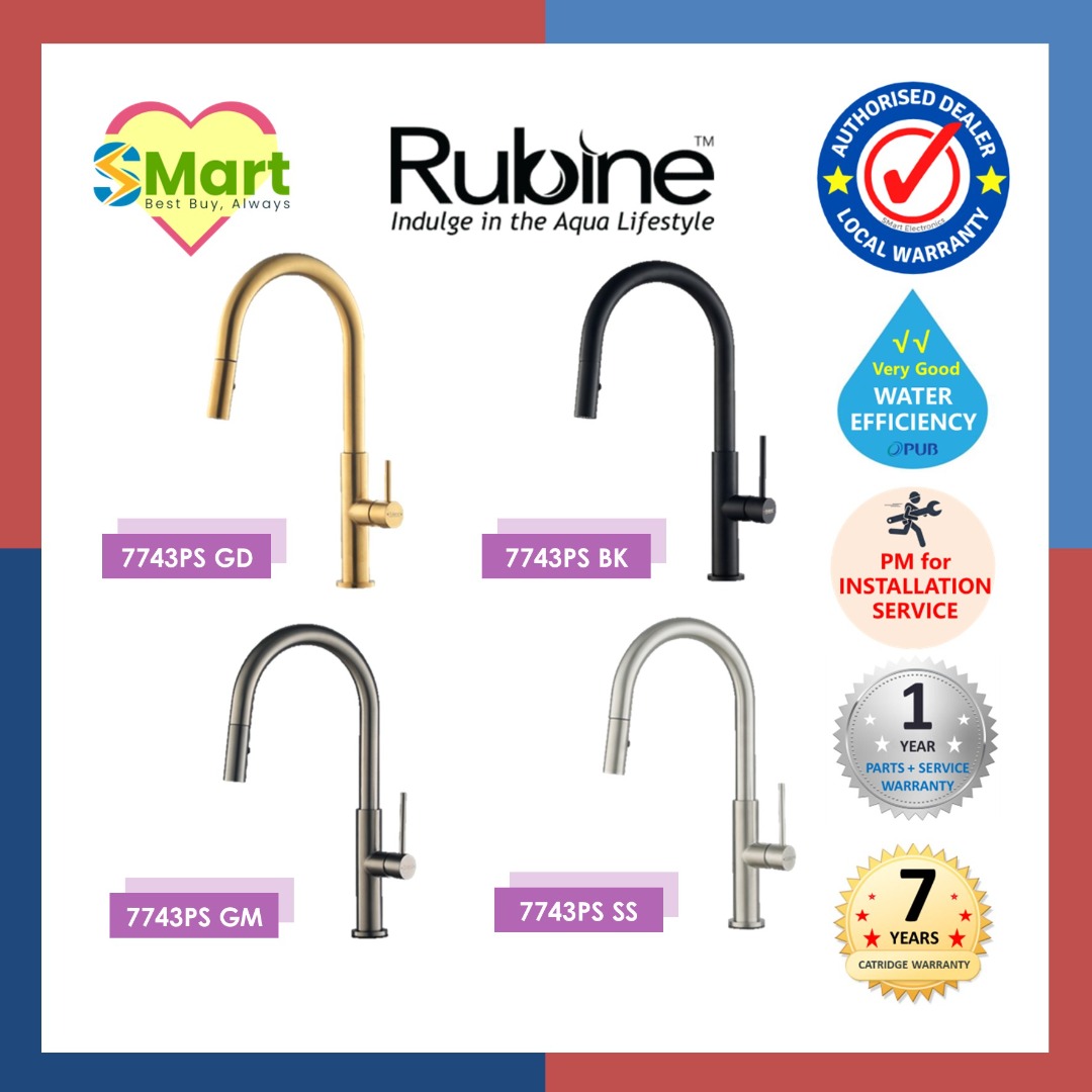 Rubine INOX Pull Out Kitchen Sink Tap [INOX 7743PS], Furniture & Home ...