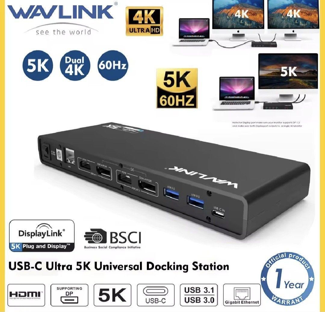 WAVLINK USB-C Ultra 5K Universal Docking Station, Computers & Tech, Parts & Accessories, Other ...