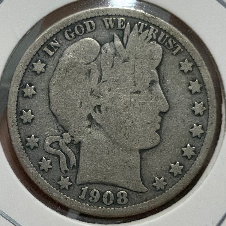 1908 USA Barber Half Dollar Silver Coin, Hobbies & Toys, Memorabilia ...