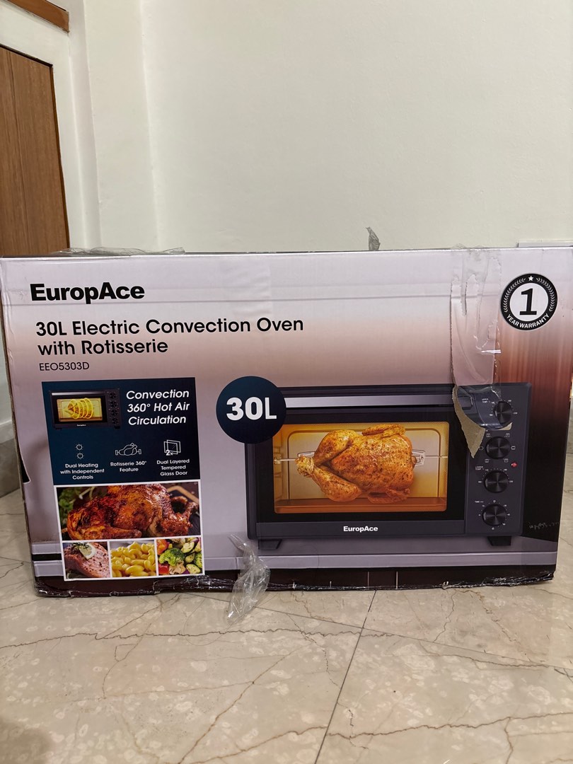 EuropAce 30L Electric convection oven with Rotisserie, TV & Home ...