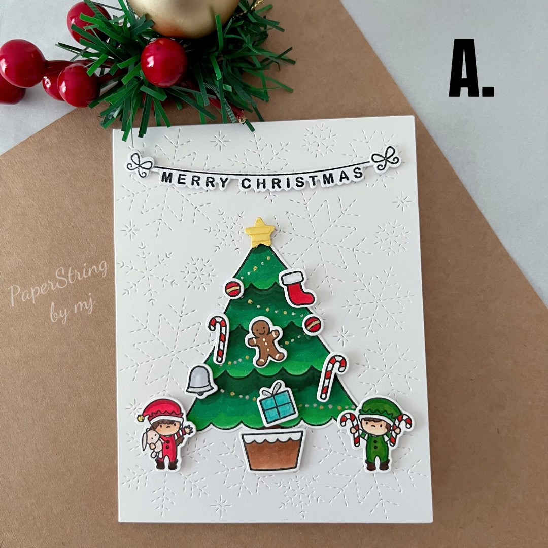 Handcrafted Christmas Cards Elf Designs ~ Shimmery background with fun ...