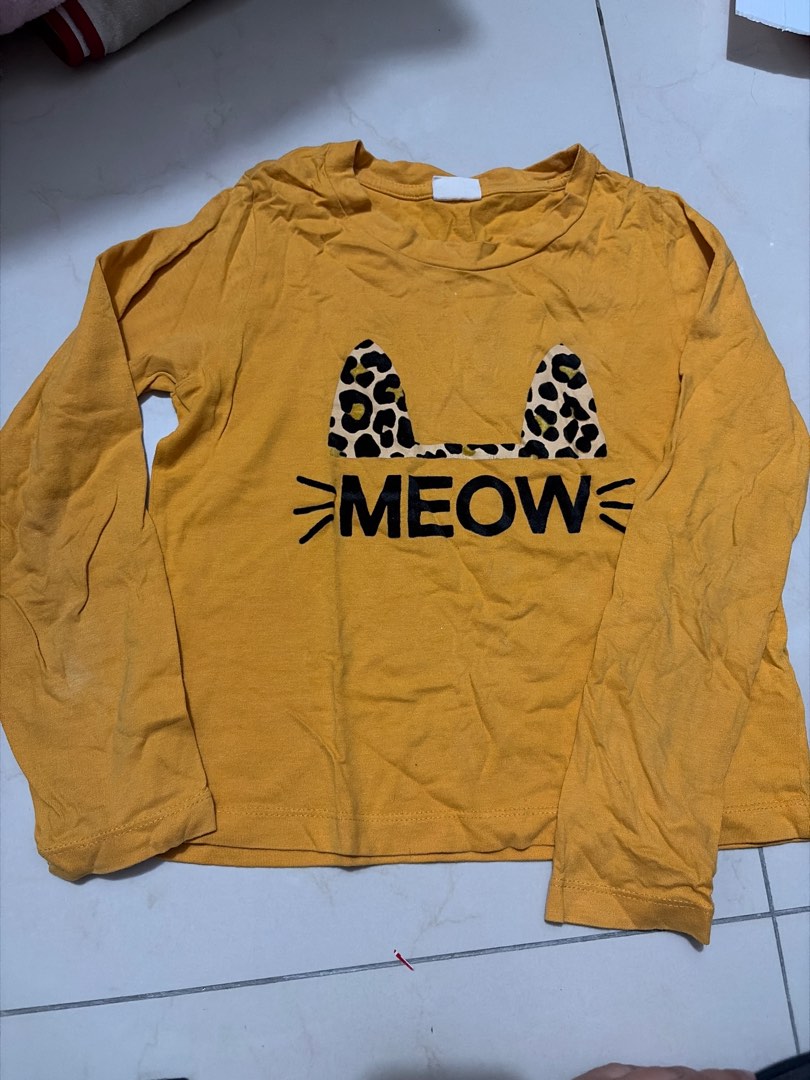Hotshots Cat Meow Top & Striped Pants Set, Babies & Kids, Babies & Kids ...