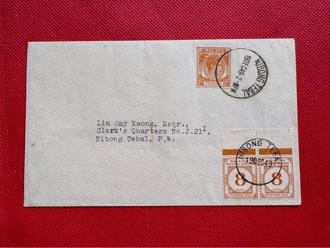 Nibong Tebal Dues KGVI 1949 Cover RARE, Hobbies & Toys, Collectibles ...