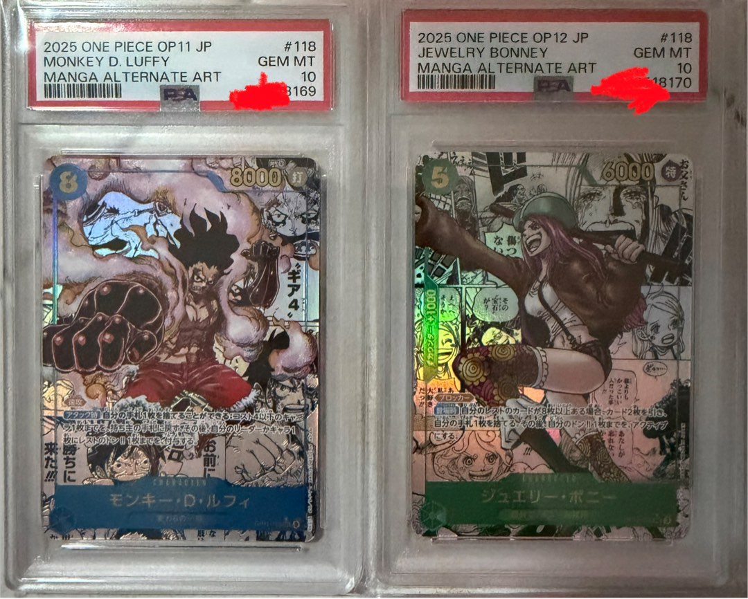 One Piece OP11 Luffy & OP12 Bonney JP Manga Alternate Art PSA 10 ...