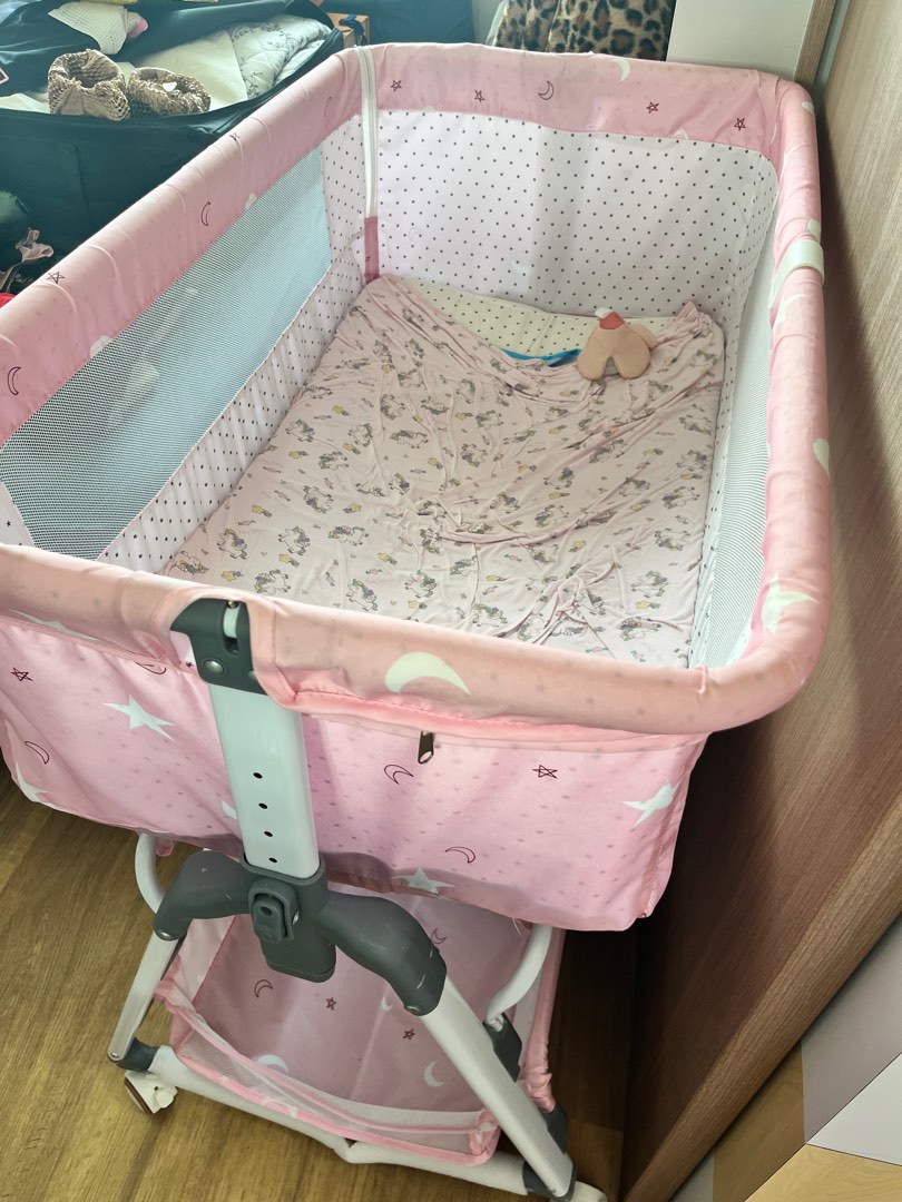 Pink Baby Cot with Stars and Moons, Babies & Kids, Baby Nursery & Kids ...