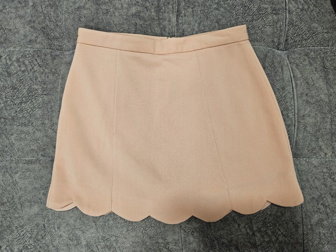 scallop hem A-Line mini skort in pink blush, Women's Fashion, Bottoms ...
