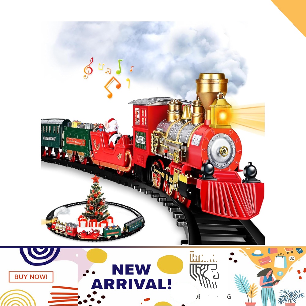 Spring Flower Christmas Train Set - Electric Train Toy with Light ...
