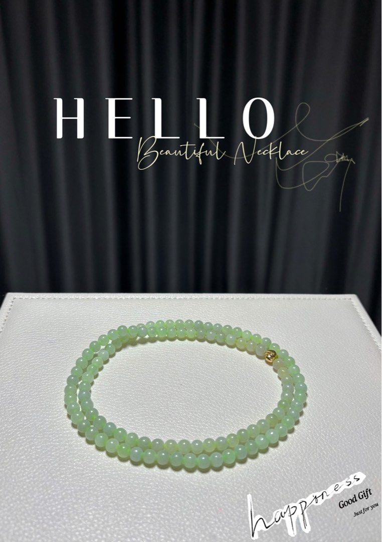 Type A Semi Transparent Apple Lemon Green Colour Jadeite Jade Necklace ...