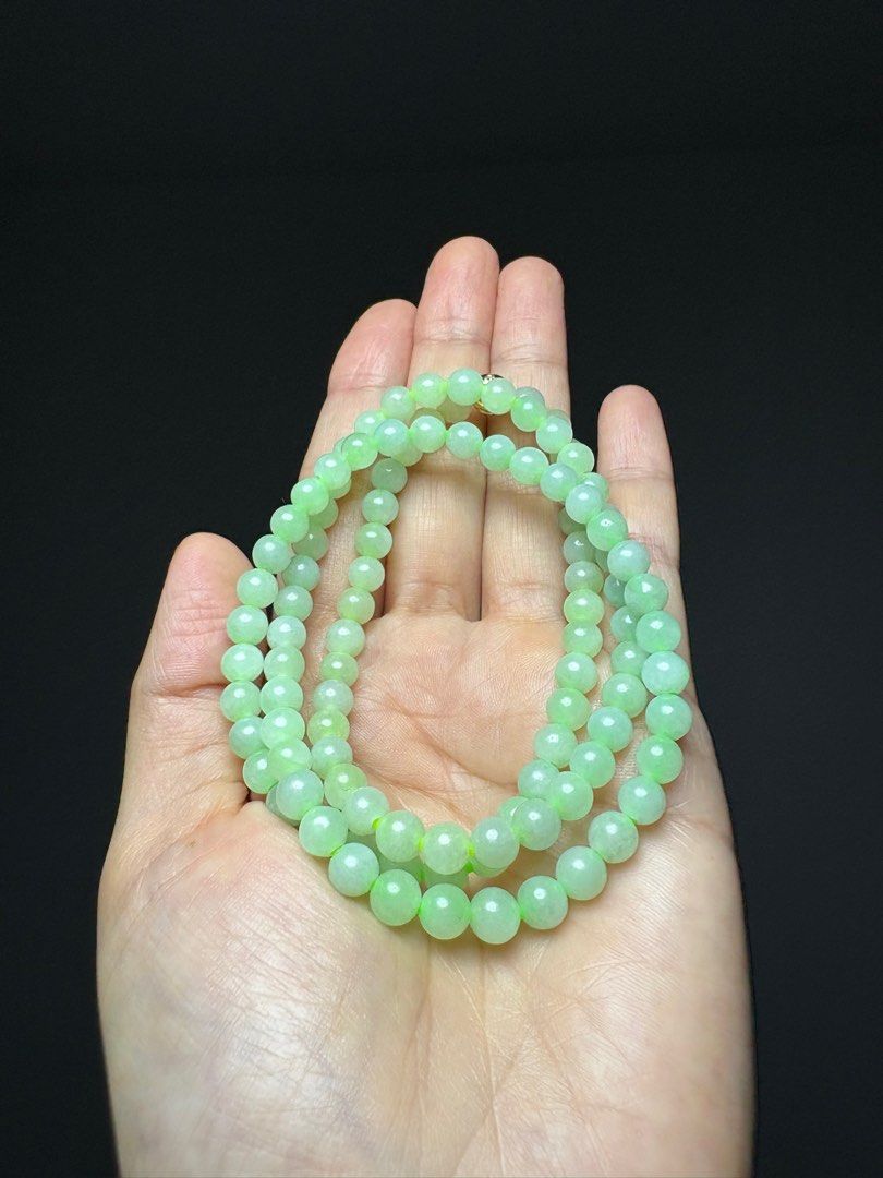 Type A Semi Transparent Apple Lemon Green Colour Jadeite Jade Necklace ...