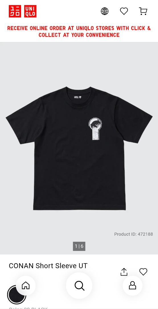 Uniqlo Conan Short Sleeve UT - Black, Men's Fashion, Tops & Sets ...