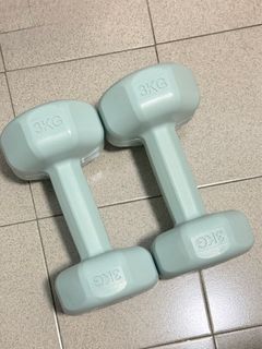 Light Blue Dumbbells - 3kg and 4kg, Sports Equipment, Exercise ...