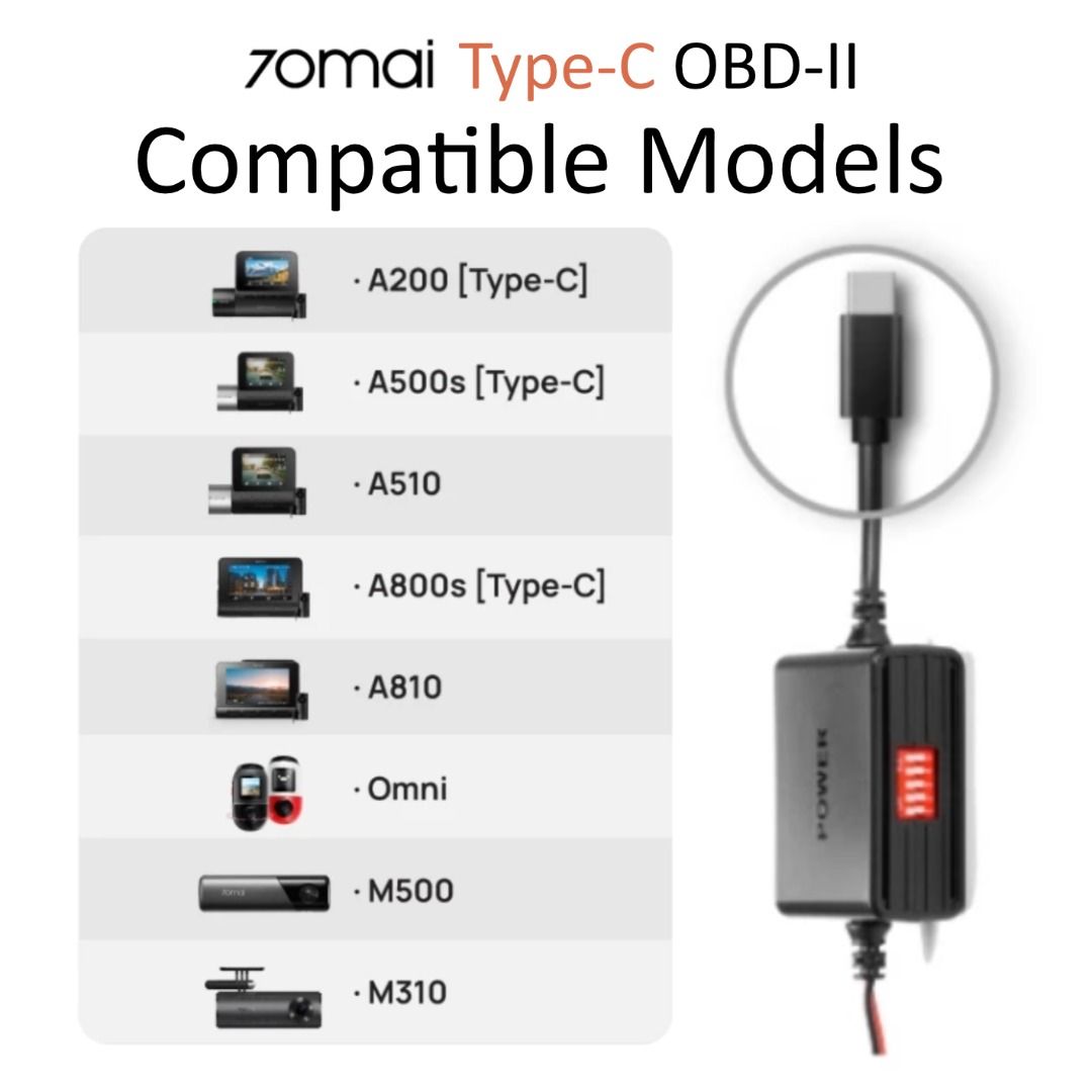 70mai OBD-II Hardwire Kit | 24 Hours Parking Mode | Easy Set Up | Type ...