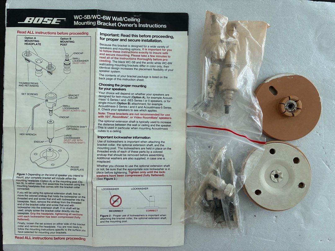 Bose WC-6W Wall/Ceiling Mounting Bracket, Audio, Soundbars, Speakers ...