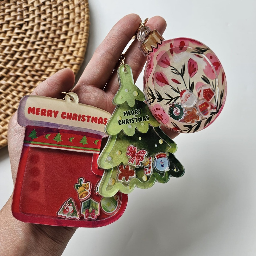 CHRISTMAS ORNAMENTS CHRISTMAS GIFT KEY RING SHAKER KEYCHAIN BAG CHARM ...
