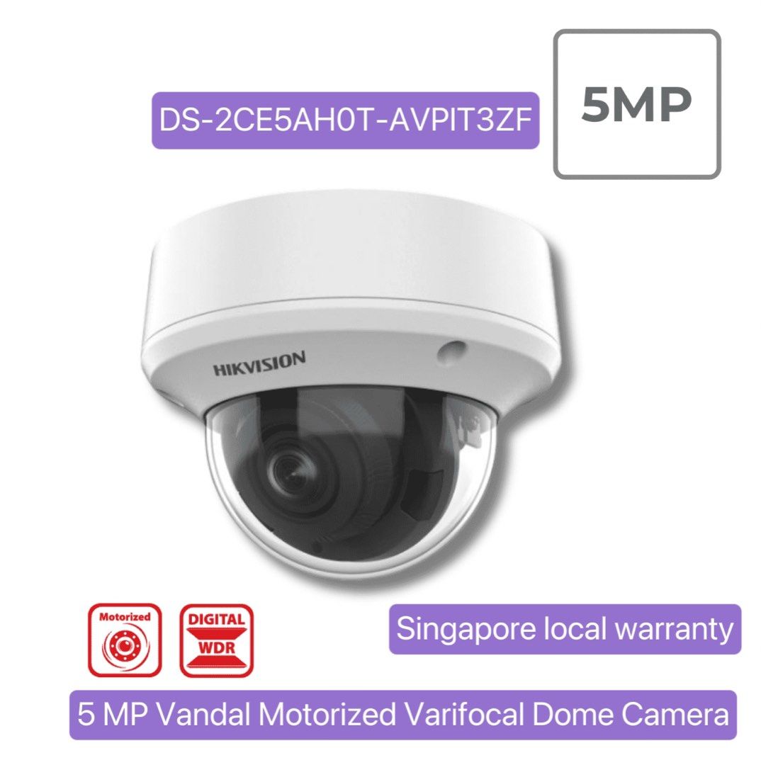 DS-2CE5AH0T-AVPIT3ZF 5MP Vandal Motorized Varifocal Dome Camera ...