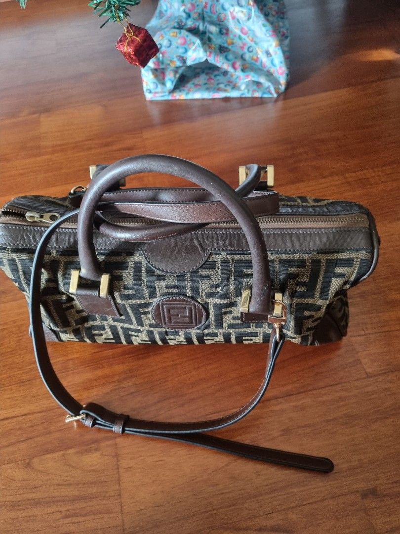 Fendi Boston Bag - Brown FF Logo, Luxury, Bags & Wallets on Carousell