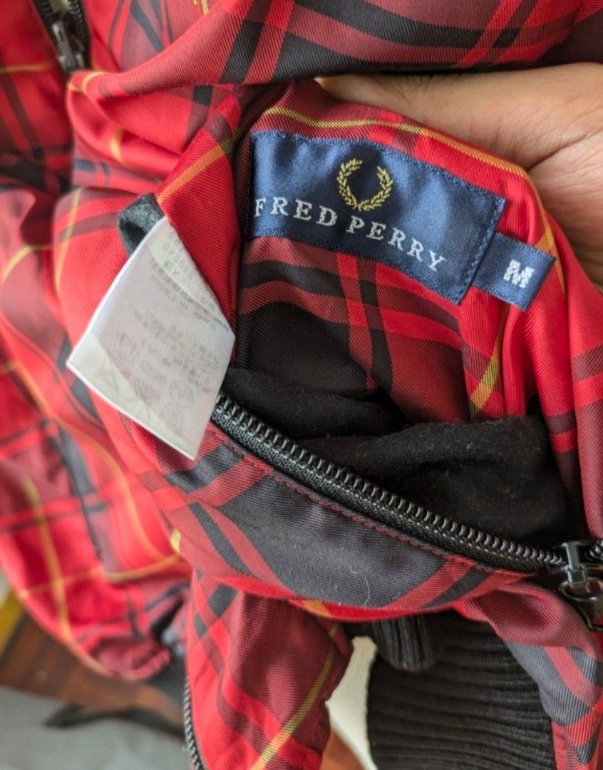 Fred Perry double sided tartan & soft cotton tracktop jacket, Men's ...