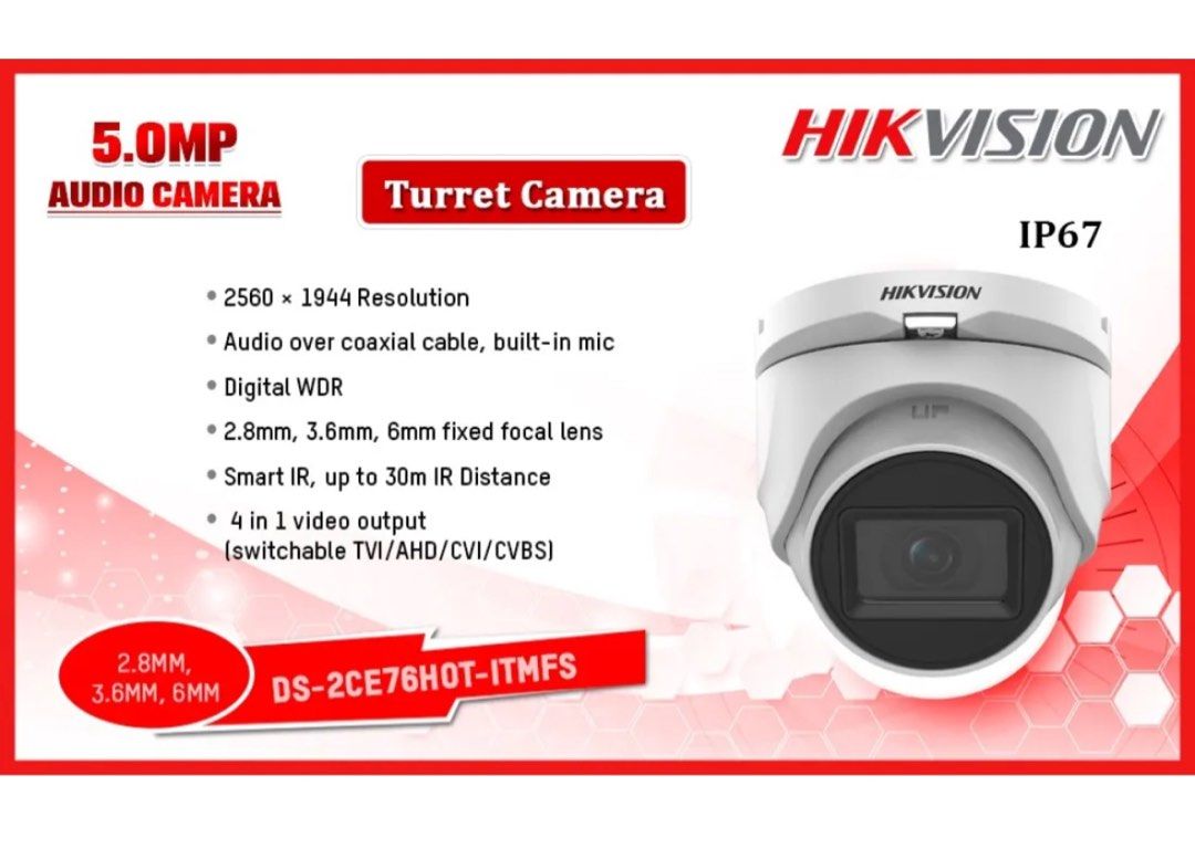 Hikvision 5MP Turret Camera DS-2CE76H0T-ITMFS, Furniture & Home Living ...