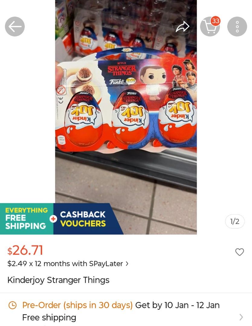 Kinder Joy Stranger Things Funko Pop, Hobbies & Toys, Toys & Games on ...