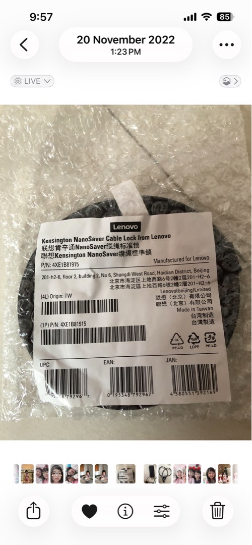 Lenovo 4XE1B81915 NanoSaver Cable Lock, Computers & Tech, Parts ...