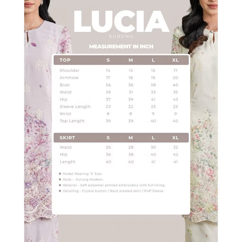 RENT Myravallyn Lucia Kurung (Lilac), Women's Fashion, Muslimah Fashion ...