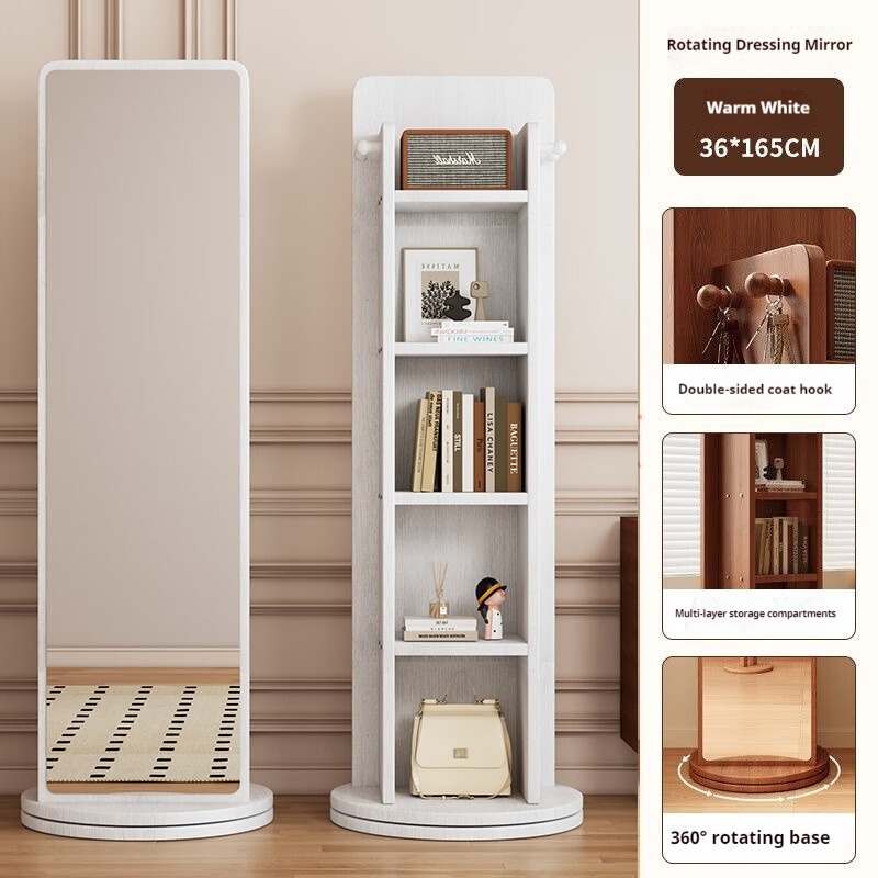 Rotating Full-Length Mirror with Magazine Rack & Storage, Furniture ...
