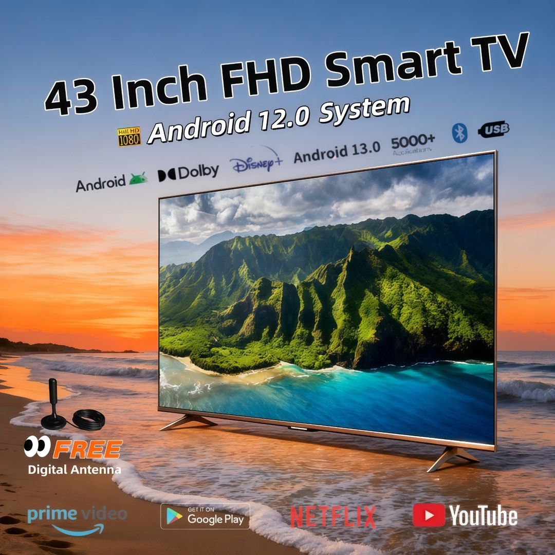 R&R 43 inch FHD Smart TV Android TV Google TV Mirror Screen Digital TV ...