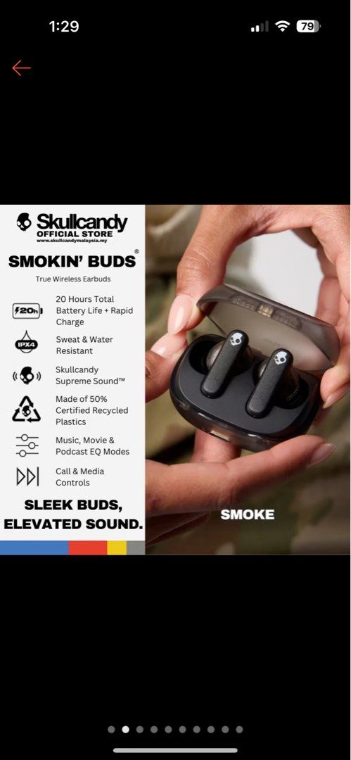 Skullcandy Smokin' Buds True Wireless Earbuds, Audio, Earphones on ...