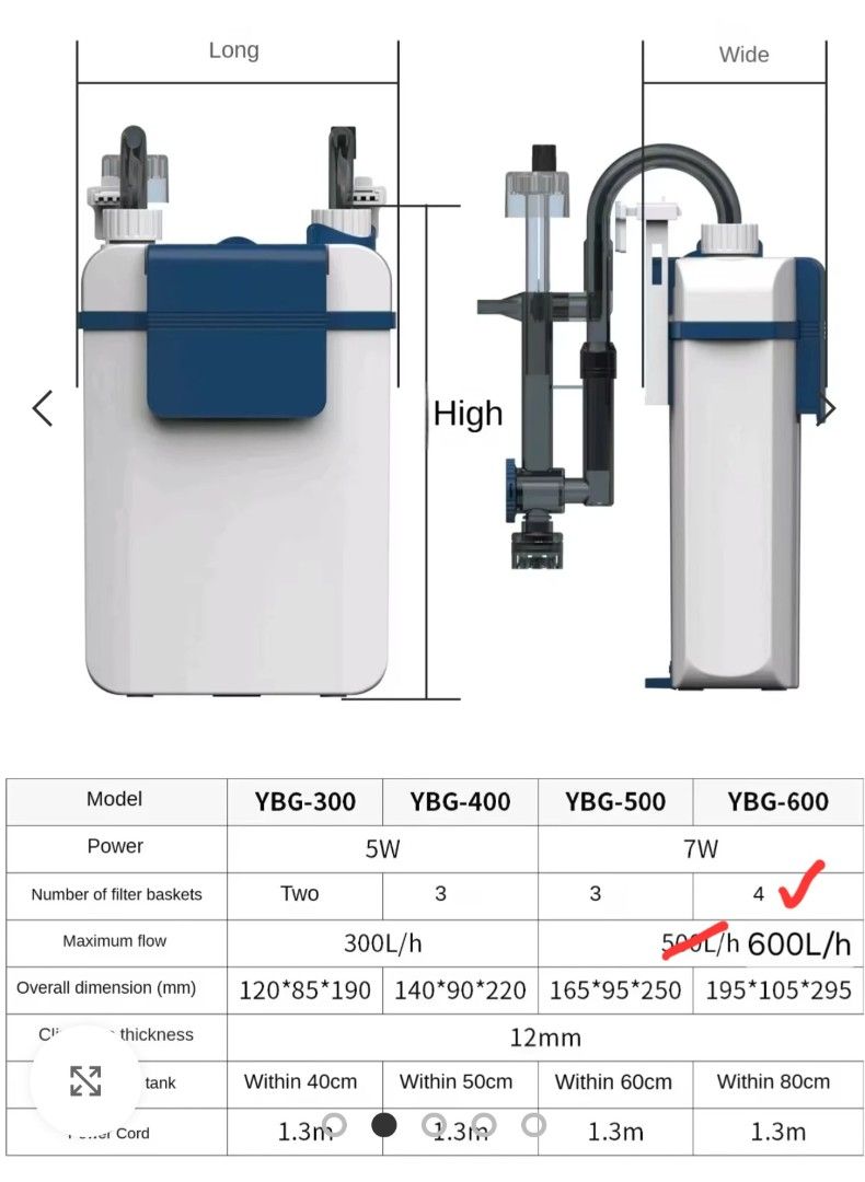 SunSun YBG-600 Hang On Canister Filter, Pet Supplies, Homes & Other Pet ...