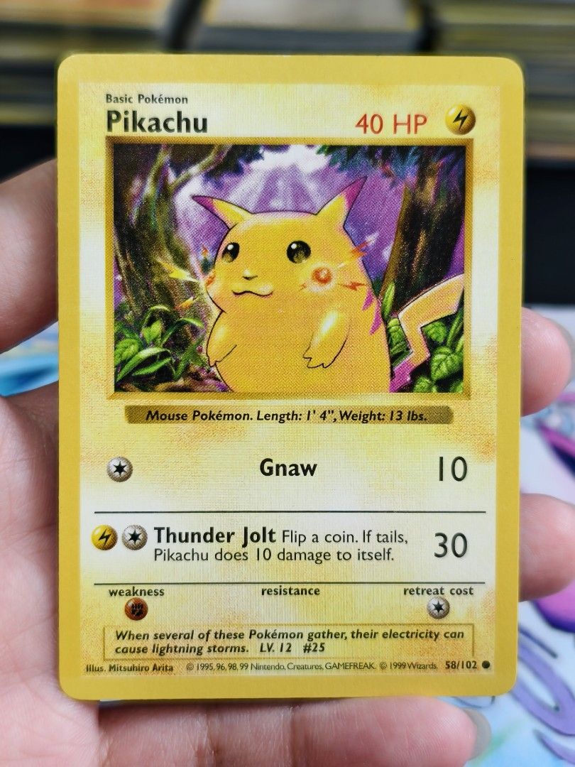 1999 Pokémon Pikachu (Red Cheeks) Base Set Shadowless 58/102 Trading ...