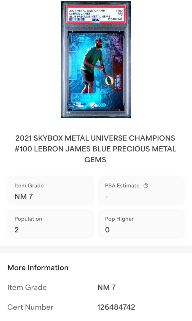 Very Rare 2021 Skybox Metal Universe LeBron James Blue /25 Precious ...